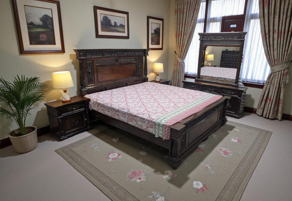 Solid Sheesham Wood King Size Bed Set – thegaragesalepk