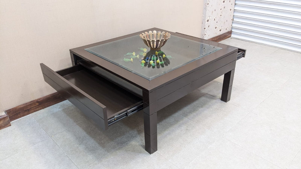 Pure Wooden Center Table with Drawers – thegaragesalepk